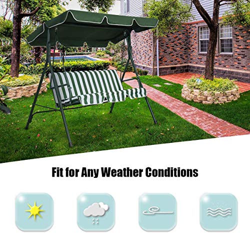 GLACER 77" x 43" Swing Canopy Replacement Porch Top Cover, Outdoor UV Block Sun Shade, Waterproof Swing Seat Furniture Cover for Outdoor Swing Chair, Ideal for Garden, Patio, Park, Yard (Green)