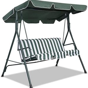 GLACER 77" x 43" Swing Canopy Replacement Porch Top Cover, Outdoor UV Block Sun Shade, Waterproof Swing Seat Furniture Cover for Outdoor Swing Chair, Ideal for Garden, Patio, Park, Yard (Green)