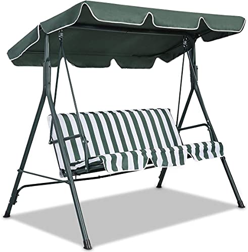 GLACER 77" x 43" Swing Canopy Replacement Porch Top Cover, Outdoor UV Block Sun Shade, Waterproof Swing Seat Furniture Cover for Outdoor Swing Chair, Ideal for Garden, Patio, Park, Yard (Green)