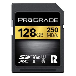 prograde digital sd uhs-ii 128gb card v60 –up to 130mb/s write speed and 250 mb/s read speed | for professional vloggers, filmmakers, photographers & content curators