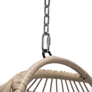 OUTPLATIO Hanging Chair with Stand for Outdoor Indoor with Cushion Swing Chairs for Outside Bedroom Patio Porch Garden Rattan Wicker Hanging Egg Chair Basket Chair 350 lbs Capacity (Beige)