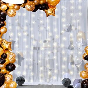 10x10ft White Tulle Backdrop Curtains for Parties, Sheer Backdrop Curtain Wedding Photo Backdrop Drapes for Baby Shower Photography Birthday Party (White)