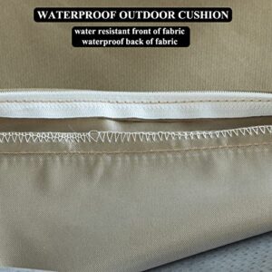 Patio Chair Cushions Set of 2 Non Slip Bottom Chair Pad with Ties Waterproof Square Outdoor Seat Cushion Replacement for Garden Swing Furniture 20x20 Inch, Light Khaki