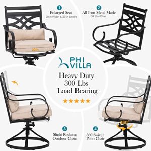 PHI VILLA Patio Dining Set for 6, 7 PCS Outdoor Dining Sets - 1 Rectangle 38x60in Dining Table (1.57" Umbrella Hole) & 6 Swivel Dining Chairs,Metal Patio Furniture for Outdoor Kitchen Lawn and Garden