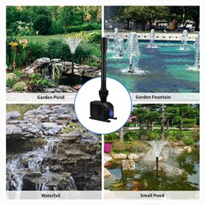 Fountain Pond Submersible Water Pump: 25W 400GPH Adjustable Quiet Outdoor Pump with 3 Nozzles 32ft Power Cord for Small Garden Aquarium Circulation Hydroponics Statuary