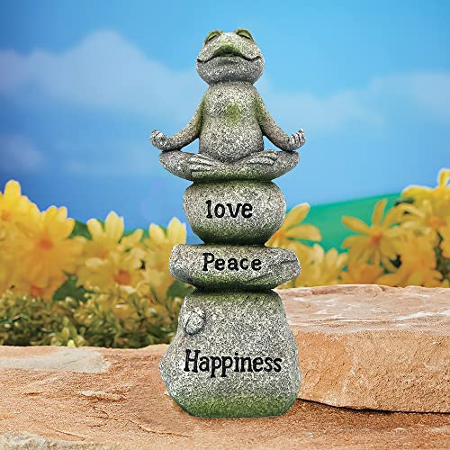 QZHDK Meditating Zen Yoga Frog Figurine Garden Statue Gift, Christmas Decor, Indoor, Outdoor Garden Sculpture for Home, Patio, Yard or Lawn, 3.54"x2.95"x9.84"