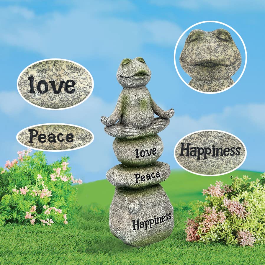 QZHDK Meditating Zen Yoga Frog Figurine Garden Statue Gift, Christmas Decor, Indoor, Outdoor Garden Sculpture for Home, Patio, Yard or Lawn, 3.54"x2.95"x9.84"