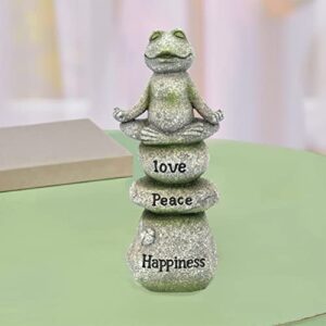 QZHDK Meditating Zen Yoga Frog Figurine Garden Statue Gift, Christmas Decor, Indoor, Outdoor Garden Sculpture for Home, Patio, Yard or Lawn, 3.54"x2.95"x9.84"