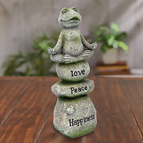 QZHDK Meditating Zen Yoga Frog Figurine Garden Statue Gift, Christmas Decor, Indoor, Outdoor Garden Sculpture for Home, Patio, Yard or Lawn, 3.54"x2.95"x9.84"