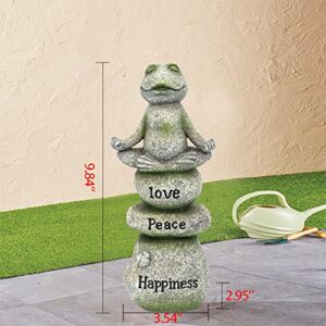 QZHDK Meditating Zen Yoga Frog Figurine Garden Statue Gift, Christmas Decor, Indoor, Outdoor Garden Sculpture for Home, Patio, Yard or Lawn, 3.54"x2.95"x9.84"