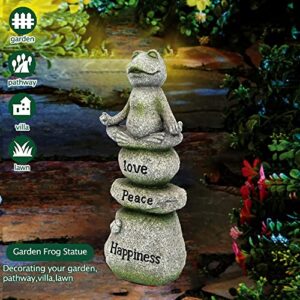 QZHDK Meditating Zen Yoga Frog Figurine Garden Statue Gift, Christmas Decor, Indoor, Outdoor Garden Sculpture for Home, Patio, Yard or Lawn, 3.54"x2.95"x9.84"