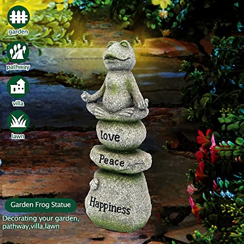 QZHDK Meditating Zen Yoga Frog Figurine Garden Statue Gift, Christmas Decor, Indoor, Outdoor Garden Sculpture for Home, Patio, Yard or Lawn, 3.54"x2.95"x9.84"