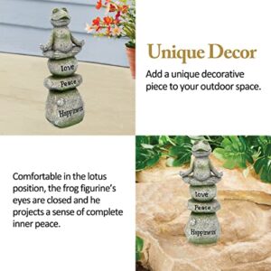 QZHDK Meditating Zen Yoga Frog Figurine Garden Statue Gift, Christmas Decor, Indoor, Outdoor Garden Sculpture for Home, Patio, Yard or Lawn, 3.54"x2.95"x9.84"