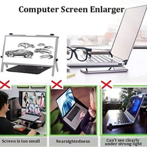 Laptop Screen Magnifier 21" Computer Screen Magnifier with Adjustable Angle Design Portable Foldable Amplifier Desktop Magnifying Mirror for Seniors Reading Close Work