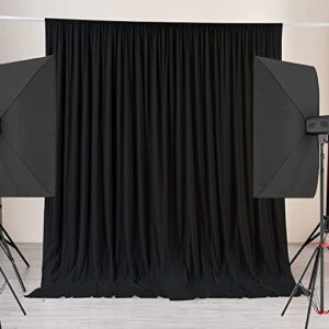 nobed hht 10ft x 9ft wrinkle free black backdrop curtain for party, 2 panels 5ft×9ft polyester black drapes for backdrop curtains for wedding party birthday baptism photo backdrop decor