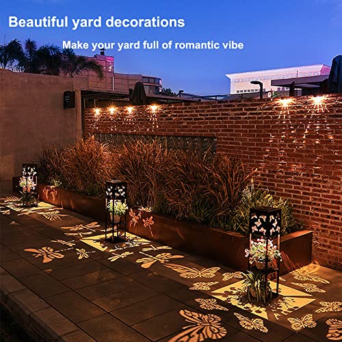 AVEKI Solar Garden Lights, Butterfly Pattern Solar Pathway Lights Waterproof Landscape Lighting Flower Plant Stand for Patio Lawn Path Backyard Decoration (Butterfly)