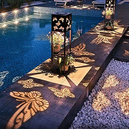 AVEKI Solar Garden Lights, Butterfly Pattern Solar Pathway Lights Waterproof Landscape Lighting Flower Plant Stand for Patio Lawn Path Backyard Decoration (Butterfly)