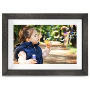 frameo digital photo frame with 32gb memory,10.1 inch wifi smart digital picture frame with hd ips touch screen,auto-rotate,send pictures from anywhere via frameo app(wood effect)