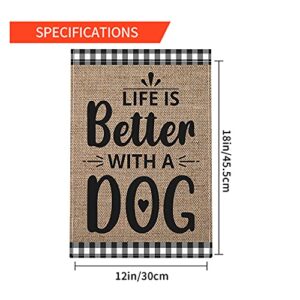 Moslion Garden Flag Home Banners Outdoor Decor Lawn (12.5 x 18 Inch, Life Is Better With A Dog Garden Flag)