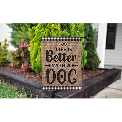 Moslion Garden Flag Home Banners Outdoor Decor Lawn (12.5 x 18 Inch, Life Is Better With A Dog Garden Flag)