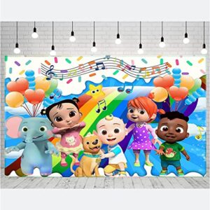 Cartoon Family Melon Backdrop for Birthday Party Supplies, 5 x 3 ft Cartoon Cocomelon Happy Birthday Banner Decorations, Baby Shower Birthday Party Decor Vinyl Background (cocomelon Backdrop)