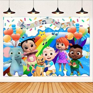 Cartoon Family Melon Backdrop for Birthday Party Supplies, 5 x 3 ft Cartoon Cocomelon Happy Birthday Banner Decorations, Baby Shower Birthday Party Decor Vinyl Background (cocomelon Backdrop)