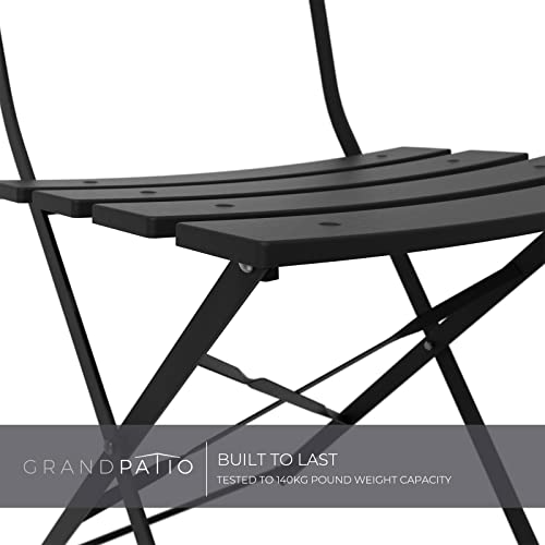 Grand patio 3pc Metal Folding Bistro Set, 2 Chairs and 1 Table, Weather-Resistant Outdoor/Indoor Conversation Set for Patio, Yard, Garden-Black