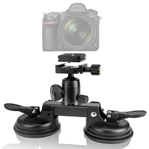 professional heavy duty (20 lbs load) true dslr mirorrless camera suction cup car mount camcorder vehicle holder w/quick release plate 360° ball head compatible with nikon canon sony red bm hi-speed