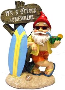 5:00 somewhere tropical party gnome garden statue