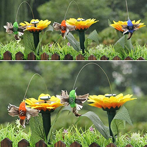 Fluttering Solar Butterfly,Solar Dancing Hummingbird & Butterfly with Sunflower,Solar Powered Ornaments Decorative for Garden Yard Plants Flowers Patio Landscape Outside, One-size