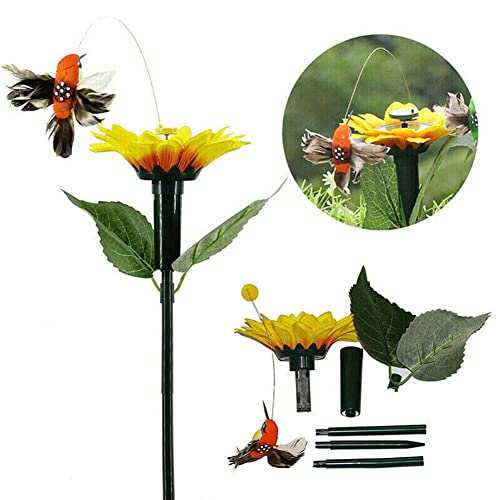 Fluttering Solar Butterfly,Solar Dancing Hummingbird & Butterfly with Sunflower,Solar Powered Ornaments Decorative for Garden Yard Plants Flowers Patio Landscape Outside, One-size