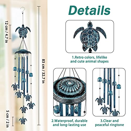 LESES Wind Chimes Sea Turtle Wind Chime for Outside with 4 Aluminum Tubes, Windchimes Outdoors Clearance Home Garden Patio Decor Memorial Wind Chimes for Mom Grandma Unique Birthday Festival Gifts