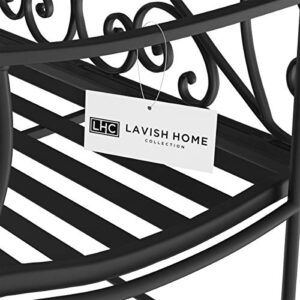 Lavish Home 80-OUTD-3 Durable and Stylish Accent Furniture Folding Garden Bench – Outdoor Seating with Scrollwork Design, Black