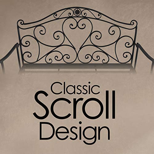 Lavish Home 80-OUTD-3 Durable and Stylish Accent Furniture Folding Garden Bench – Outdoor Seating with Scrollwork Design, Black