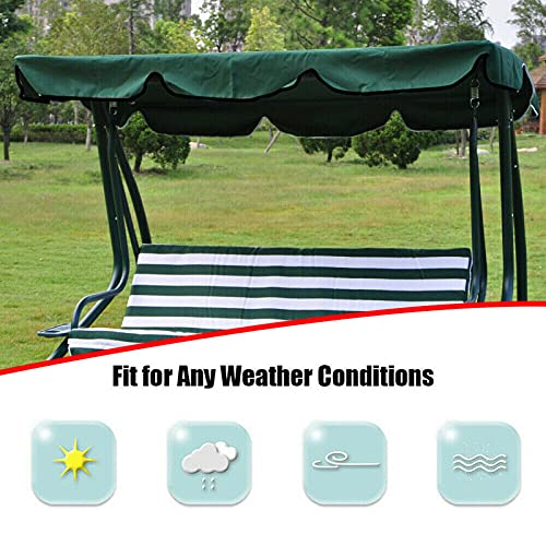 Gazechimp Garden Cover, 3 Seat Swing Canopies Top Awning Cover Patio Swing Hammock Replacement Cover, Green 195x125x15cm