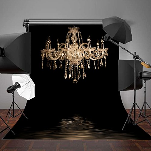 LYLYCTY 5x7ft Luxurious Chandeliers Photography Background European Gorgeous Crystal Chandelier Black Backdrop Studio Props Indoor Decorations LY024