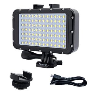 suptig underwater lights dive light 84 led high power dimmable waterproof led video light waterproof 164ft(50m) for gopro canon nikon pentax panasonic sony samsung slr cameras