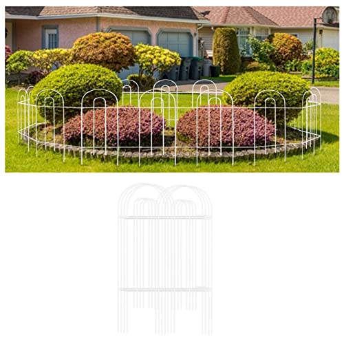 Amagabeli 14 Panels White Decorative Garden Fence Border 20ft(L) x32in(H) Rustproof Animal Barrier for Dog Iron Landscape Wire Folding Garden Fencing Panel Flower Bed Edge Section Edging Fences ET300