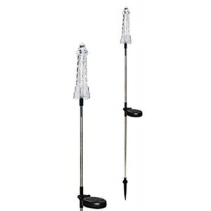 tricod e2177 solar lighthouse garden stake color change light, medium, 2-piece