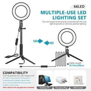 Neewer Video Conference Lighting Kit for Zoom Call Meeting/Self Broadcasting/Remote Working/YouTube/TikTok Video/Live Streaming: 2-Pack 6-inch Dimmable LED Ring Light with Tripod Stand & Color Filter