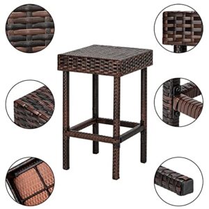 Patio Bar Set,Wicker Outdoor Table and 4 Bar Stools,5 Piece Patio Furniture Bar Set PE Wicker Patio Furniture Outdoor Bar Set for Poolside,Backyard,Garden,Porches (Brown-5 Pcs)