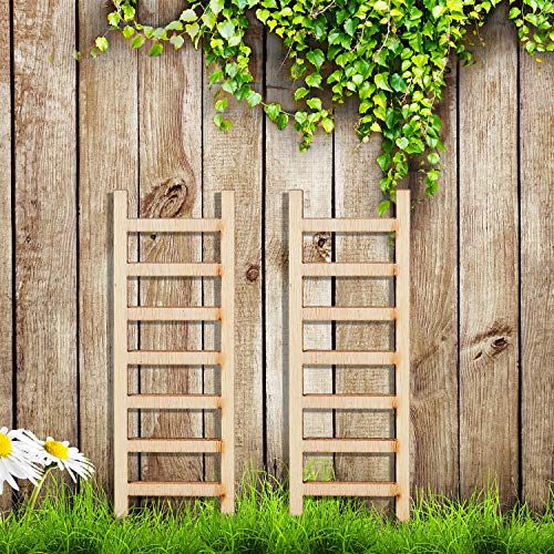 Skylety 20 Pcs Mini Wooden Step Ladder Fairy Garden Ladder Furniture Miniature Ladder Dollhouse Ornament DIY Craft Accessory for Landscape Decor