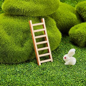 Skylety 20 Pcs Mini Wooden Step Ladder Fairy Garden Ladder Furniture Miniature Ladder Dollhouse Ornament DIY Craft Accessory for Landscape Decor