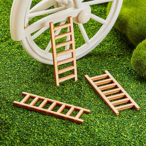 Skylety 20 Pcs Mini Wooden Step Ladder Fairy Garden Ladder Furniture Miniature Ladder Dollhouse Ornament DIY Craft Accessory for Landscape Decor