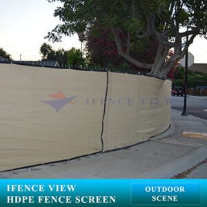 Ifenceview 5'x5' to 5'x30' Beige Fence Privacy Screen Fabric Mesh for Construction Site, Yard, Garden 160 GSM UV Protection (5'x5')