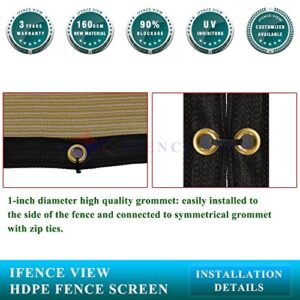 Ifenceview 5'x5' to 5'x30' Beige Fence Privacy Screen Fabric Mesh for Construction Site, Yard, Garden 160 GSM UV Protection (5'x5')