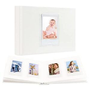 64 pockets mini photo album with writing space, front window, polaroid photo album 3 inch for fujifilm instax mini 12 11 9 8 7+ 40 evo film, polaroid 300, hp sprocket, k-pop photocards (white)