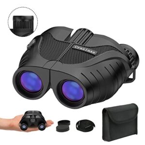 Craziaxe Travel Binoculars for Adults and Kids- 12x25 Mini Binoculars High-Powered Night Vision for Bird Watching, Hunting, Concert, Theater - Long Range, Auto Focus Binoculars (Black)