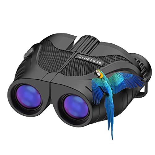 Craziaxe Travel Binoculars for Adults and Kids- 12x25 Mini Binoculars High-Powered Night Vision for Bird Watching, Hunting, Concert, Theater - Long Range, Auto Focus Binoculars (Black)