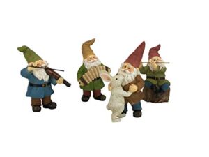 glitzglam happy gnomes dancing celebration! – 4- piece musical garden gnome set for the miniature fairy garden